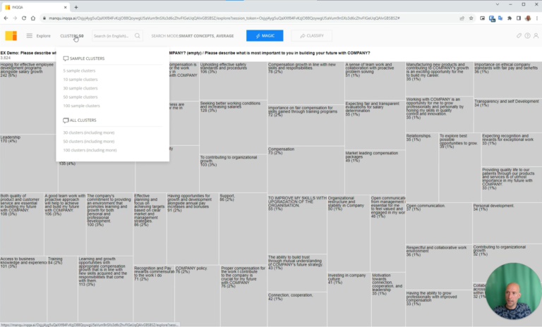 Connects the dots in employee surveys & market research
