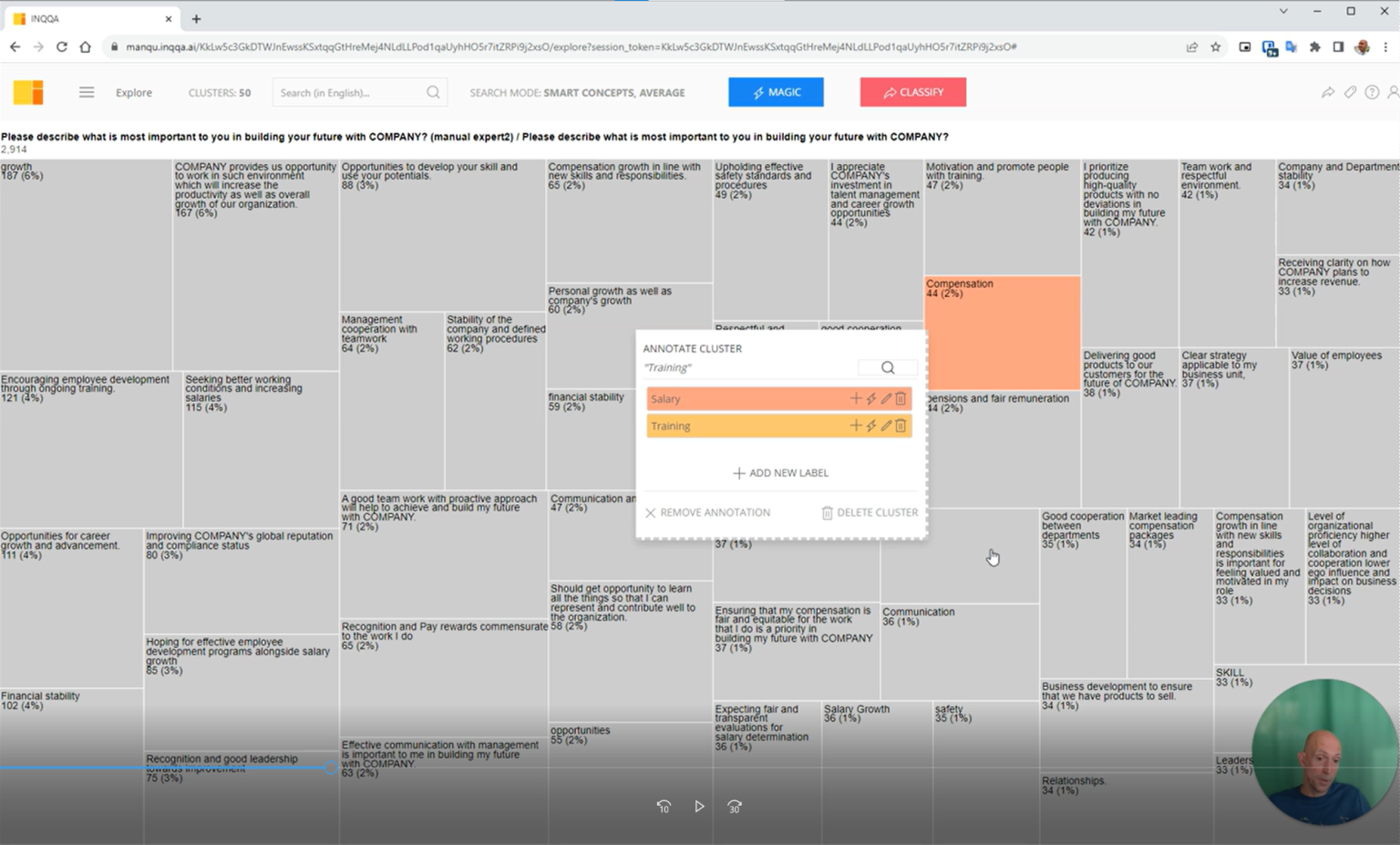 Connects the dots in employee surveys & market research