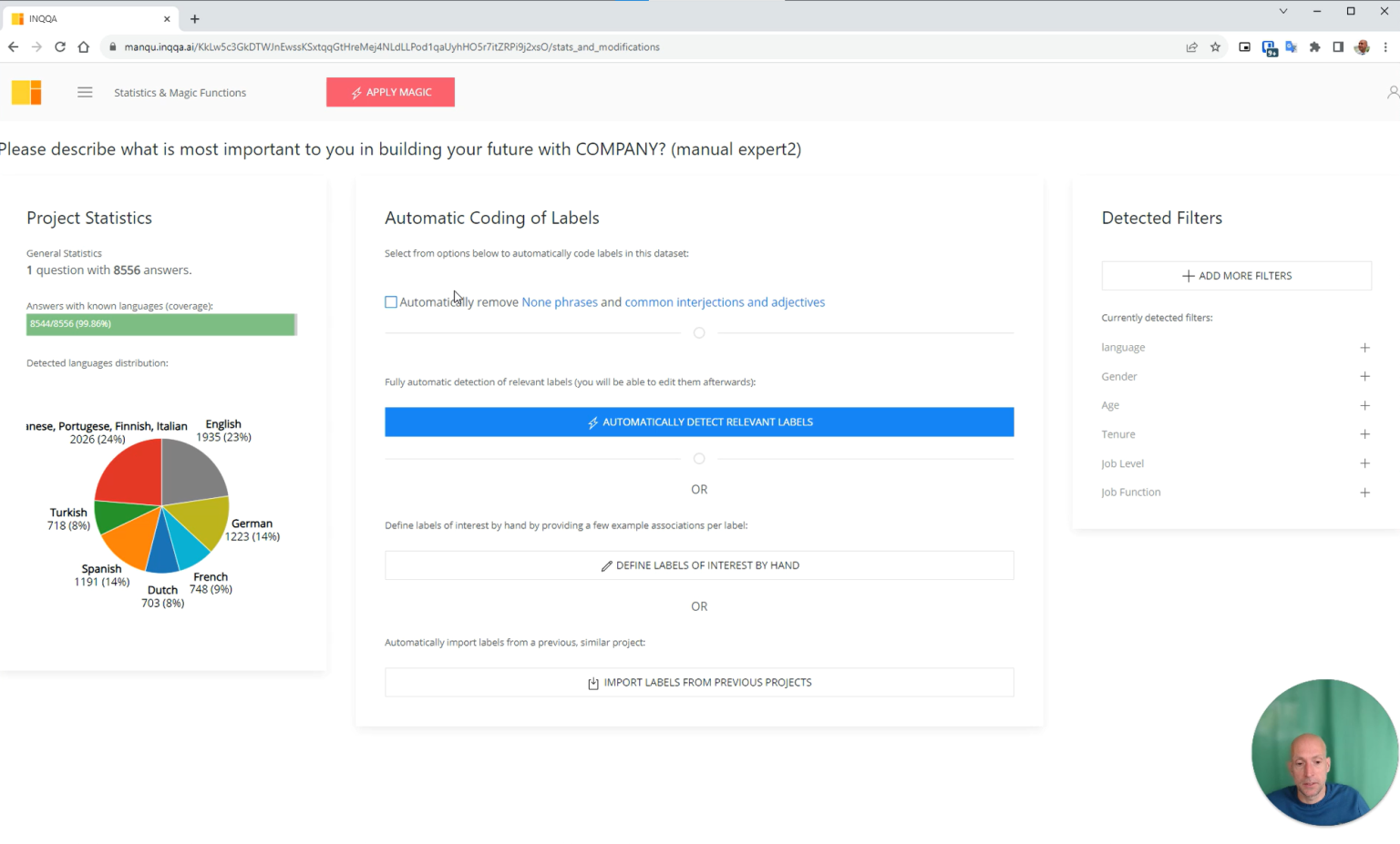 Connects the dots in employee surveys & market research
