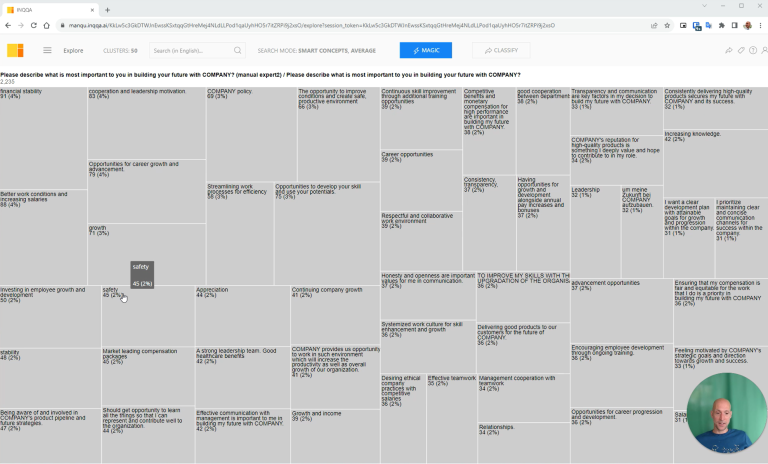 Connects the dots in employee surveys & market research
