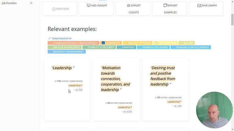 Connects the dots in employee surveys & market research